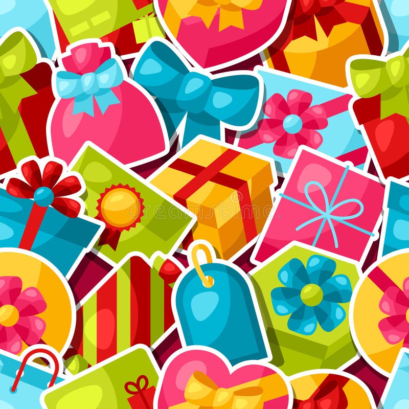 Seamless Celebration Pattern with Colorful Sticker Stock Vector ...