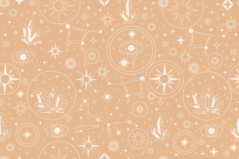 Seamless Celestial Esoteric Pattern Vector Illustration Stock Illustration - Illustration of ...
