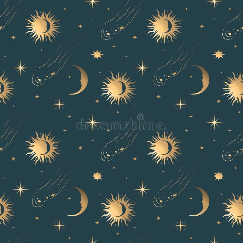 Seamless Celestial Pattern on the Theme of Space, Astrology, Pattern ...