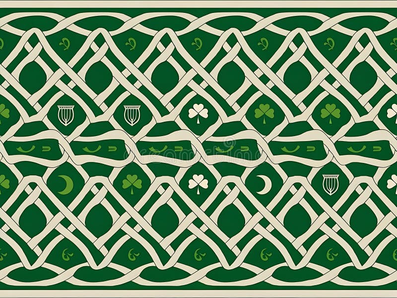 Seamless Celtic Knot Pattern with Irish Traditional Motifs Stock ...