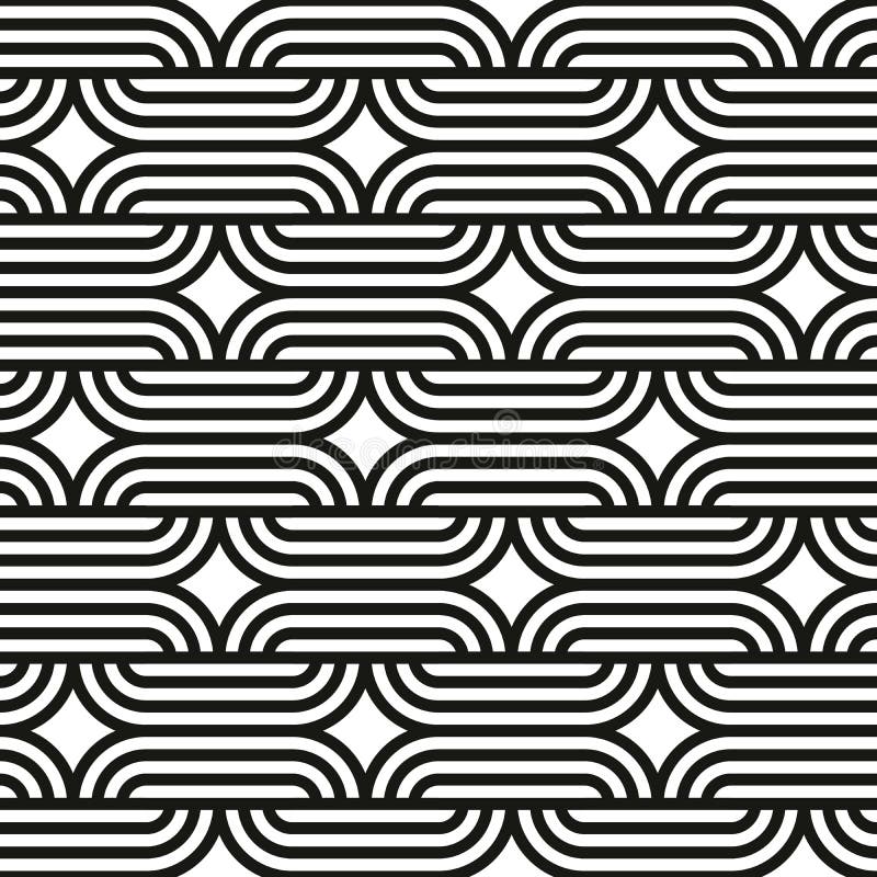 Seamless Chain Pattern of Rounded Shapes. Geometric Striped Graphic ...