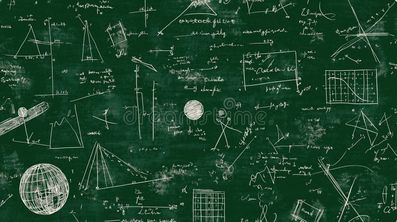 A Seamless Chalkboard-style Pattern Featuring Detailed Mathematical ...