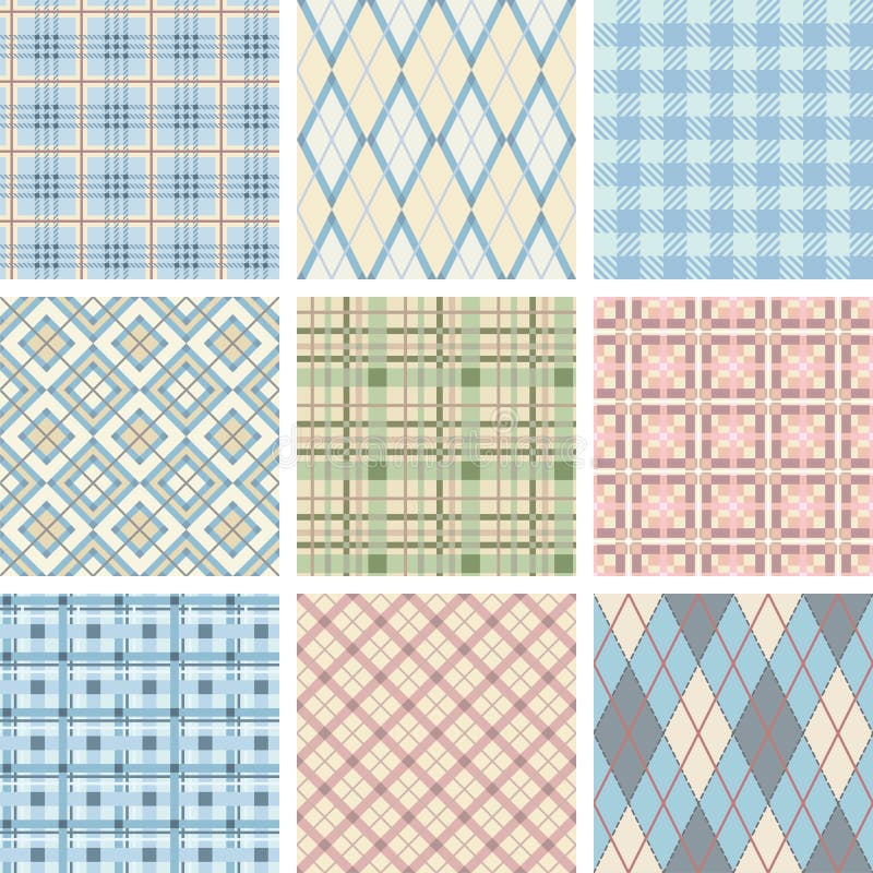 Seamless Check Pattern Set stock vector. Illustration of clothing ...