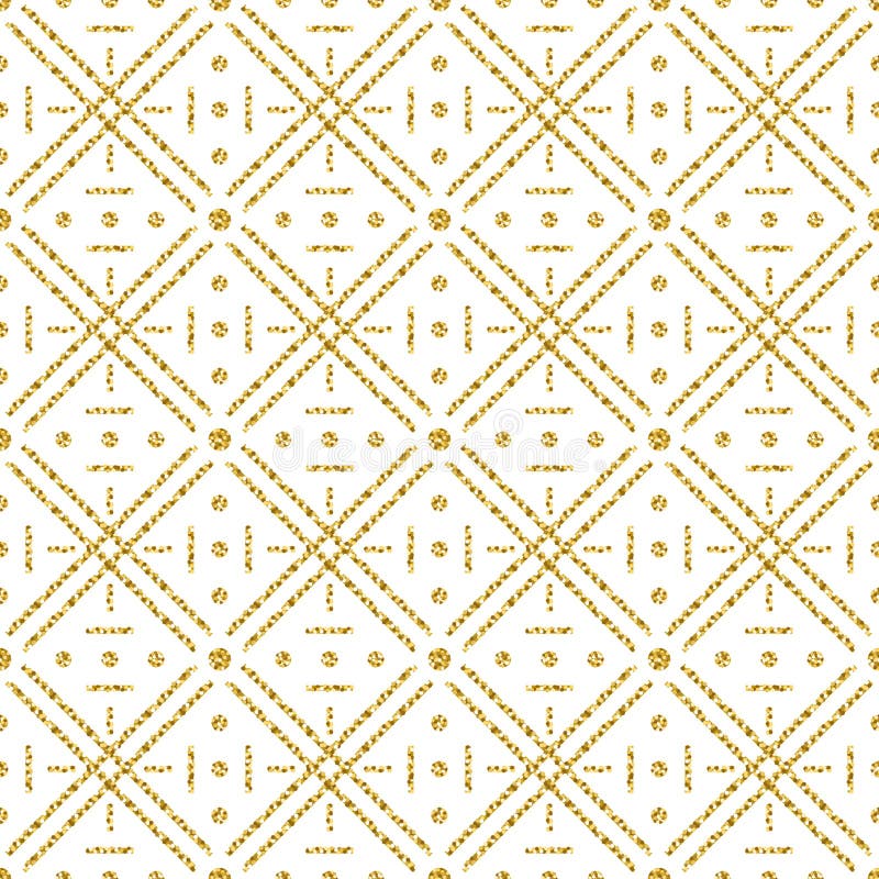 Seamless Checked Pattern with Golden Glittering Line. Gold Checkered ...