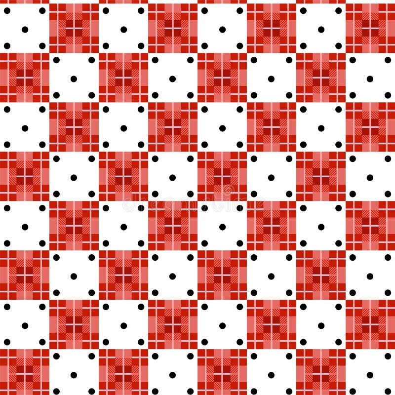 Seamless Checkered Pattern and Polka Dots Stock Vector - Illustration ...