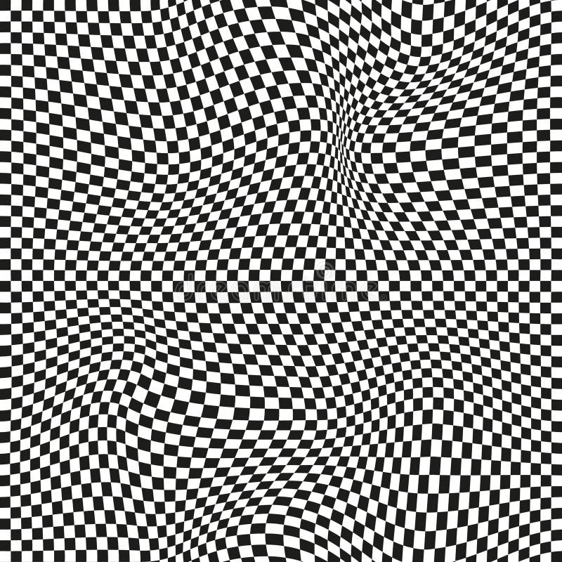 Seamless Checkered Pattern. Distorted Optical Illusion Banner. Op Art ...