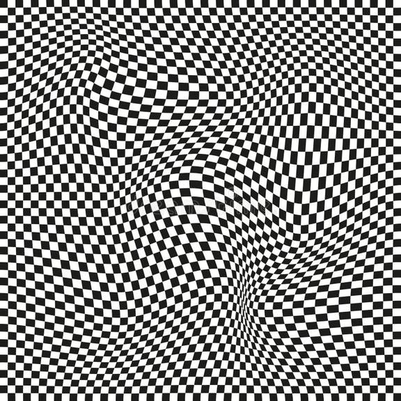 Seamless Checkered Pattern. Distorted Optical Illusion Banner. Op Art ...