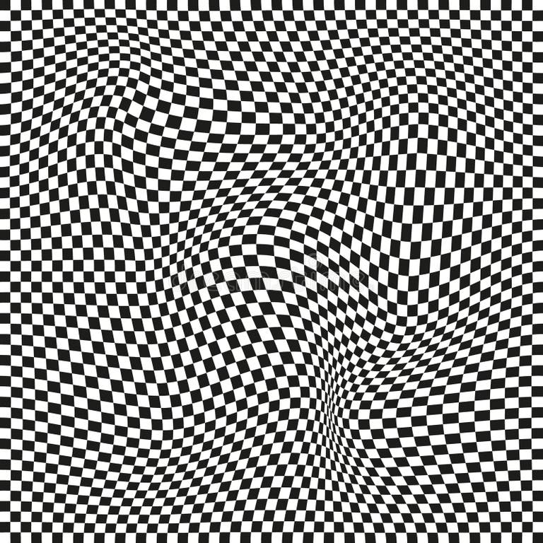 Seamless Checkered Pattern. Distorted Optical Illusion Banner. Op Art ...