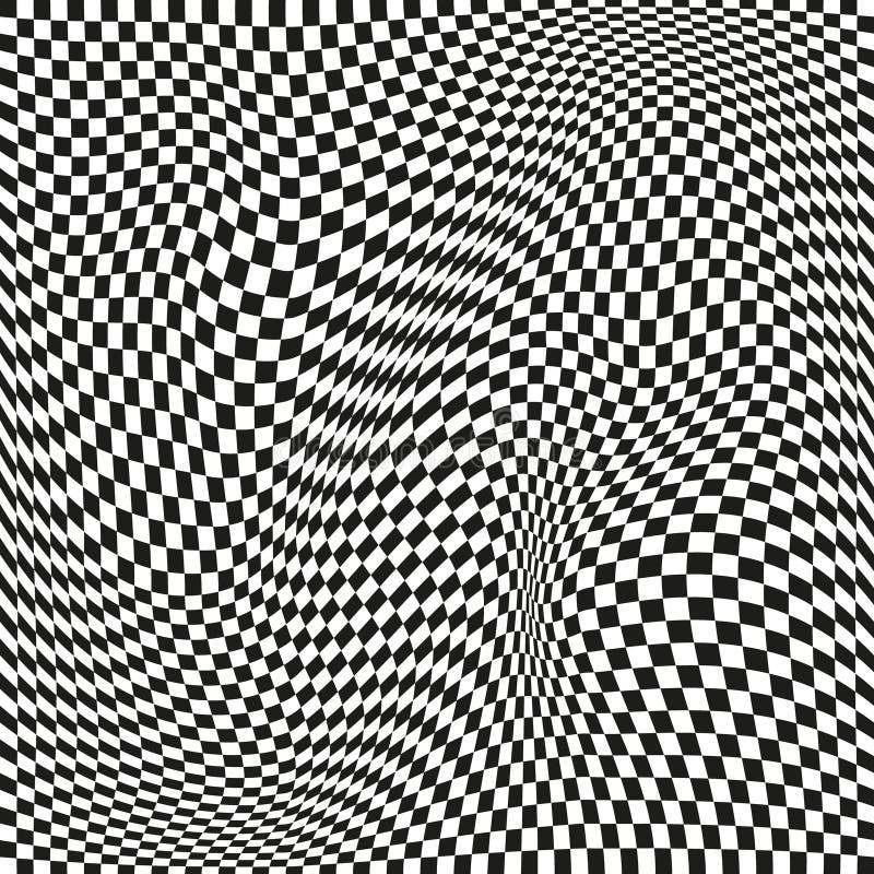 Seamless Checkered Pattern. Distorted Optical Illusion Banner. Op Art ...