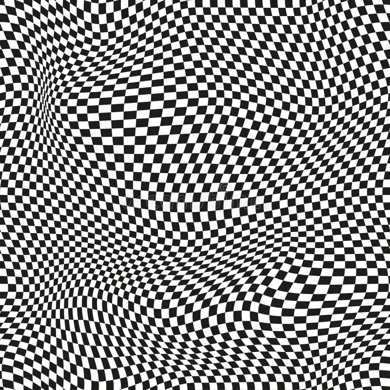 Seamless Checkered Pattern. Distorted Optical Illusion Banner. Op Art ...