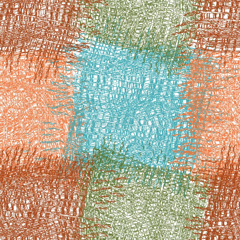 Seamless Checkered Pattern with Grunge Rough Grid Wavy Square Elements ...