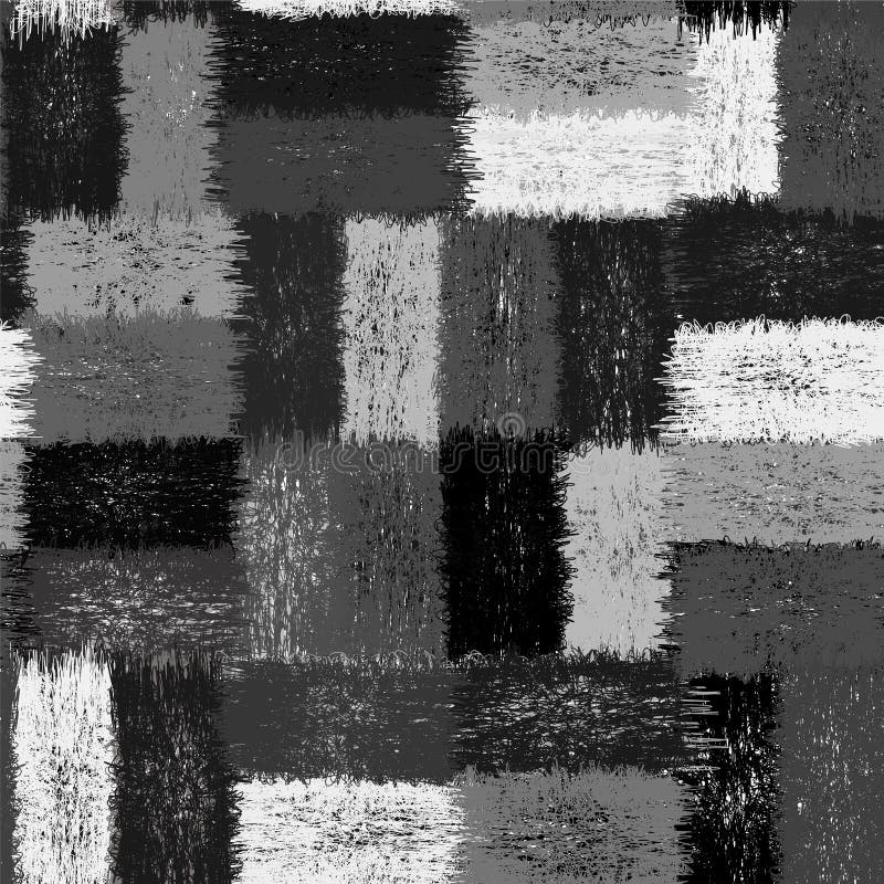 Seamless Checkered Pattern with Grunge Striped Rectangular Elements in ...