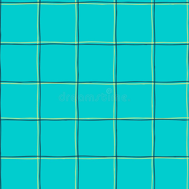 Seamless Plaid Pattern with Hand Drawn Grid on Blue Background Stock ...
