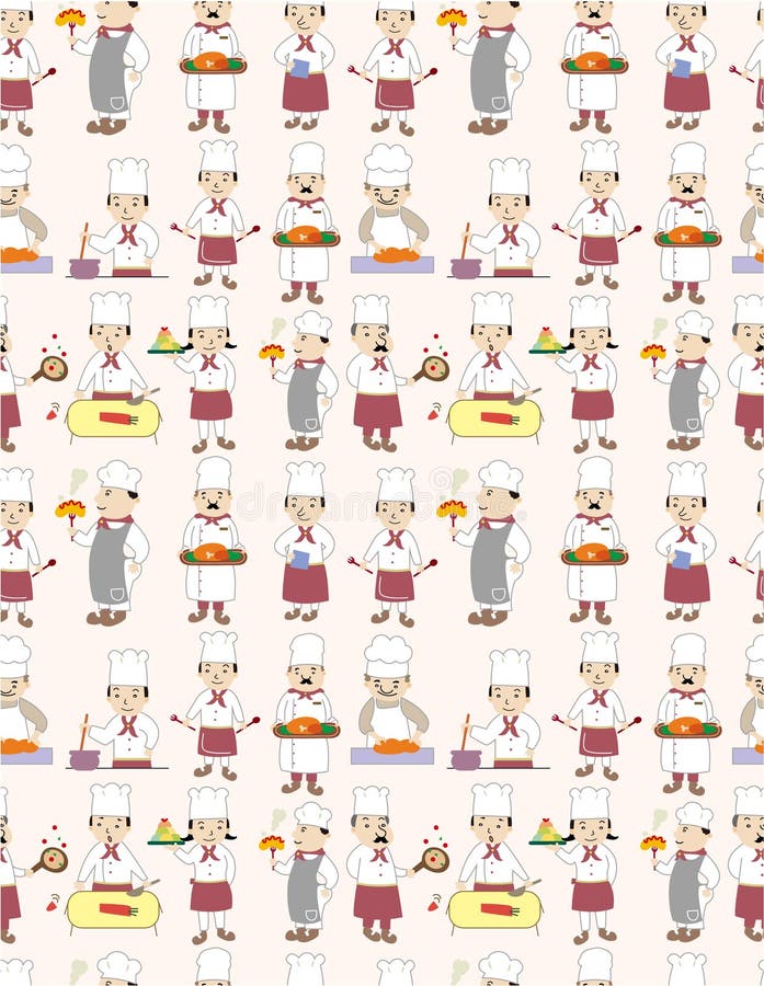 Seamless Cartoon Chef Pattern Stock Vector - Illustration of decoration ...