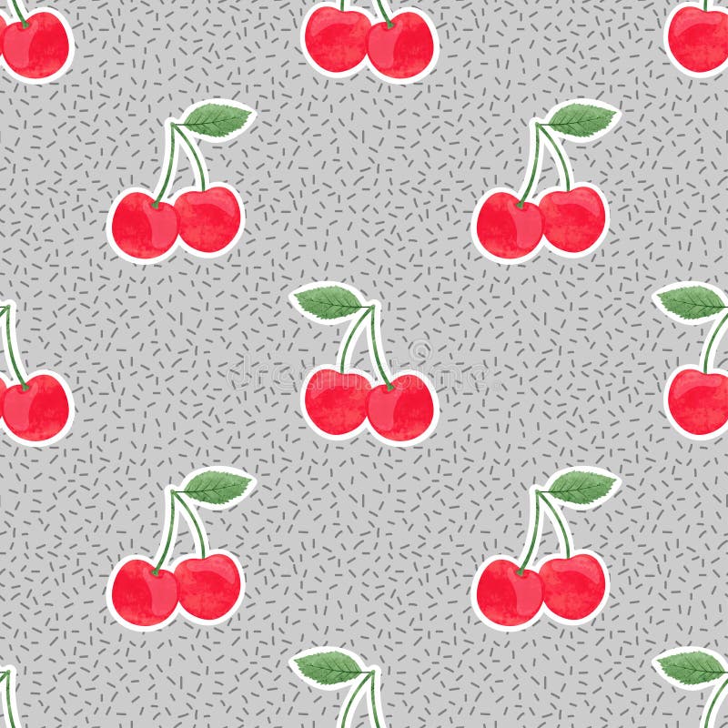 Seamless Cherry Pattern. Vector Abstract Background with Red Berries Stock Vector - Illustration ...