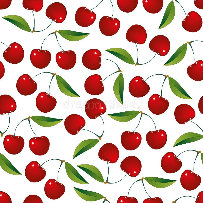 Cherry Pattern Drawing Style Stock Vector - Illustration of east ...