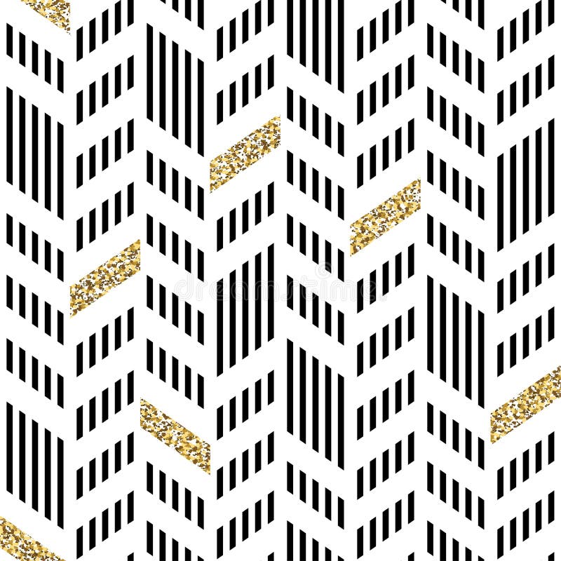 Seamless Chevron Pattern. with Glittering Gold and Thin Lines Stock ...