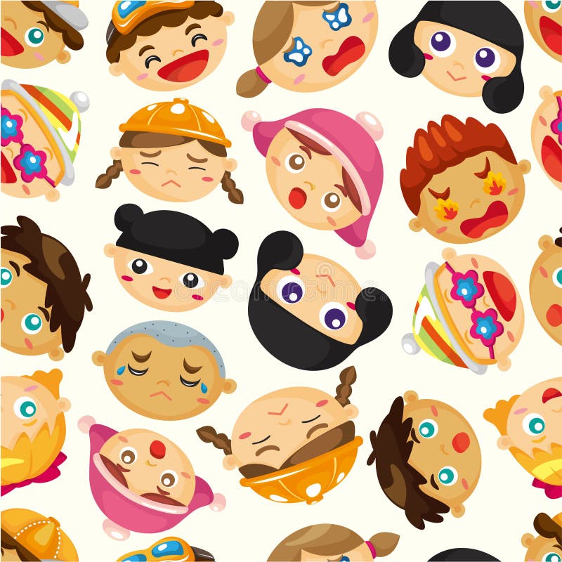 Seamless Child Face Pattern Stock Vector - Illustration of beauty ...