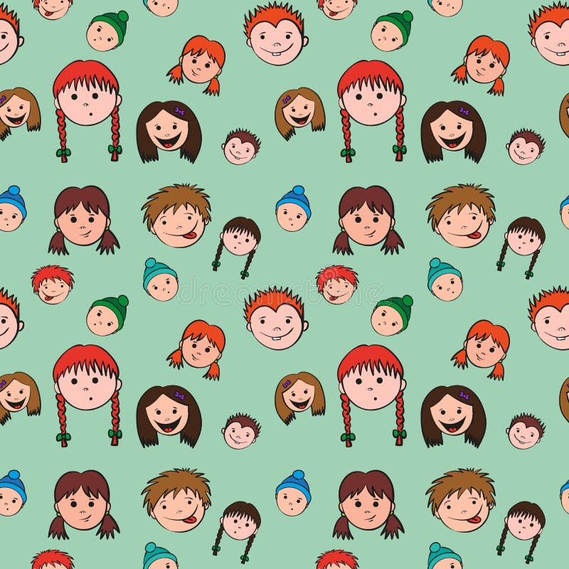 Seamless Child Face Pattern Stock Vector - Illustration of funny ...