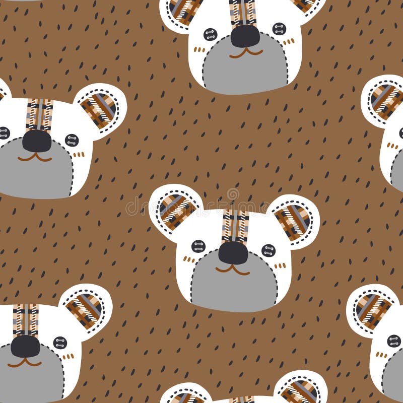 Seamless Childish Pattern with Cute Gingham Bear. Kids Texture Vector ...