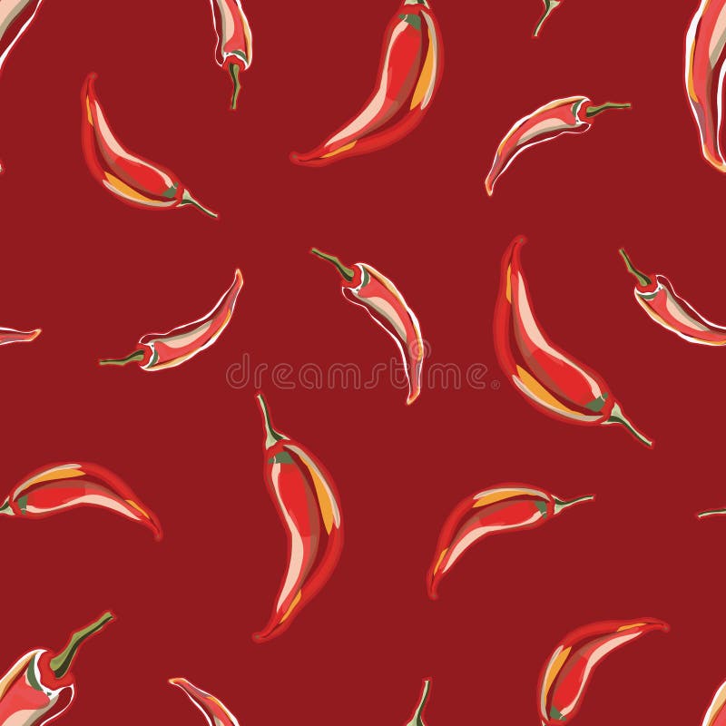 Seamless Chili Pepper Background. Stock Vector - Illustration of ...