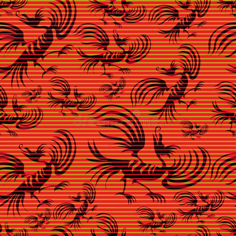 Seamless Chinese Dragon-bird Pattern Stock Vector - Illustration of ...