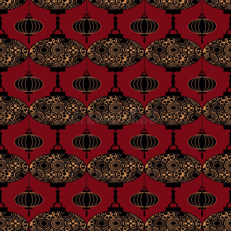 Seamless Chinese Lantern Pattern Stock Vector - Illustration of ...