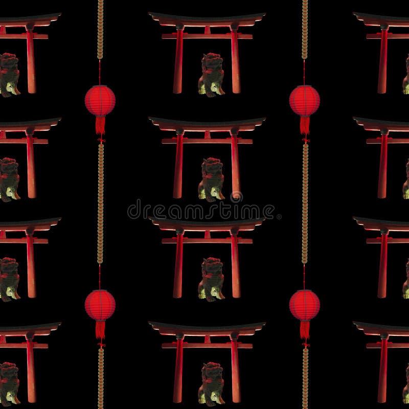 Asian Red Arch Torii. Japan, China Architectural Element. Isolated on ...