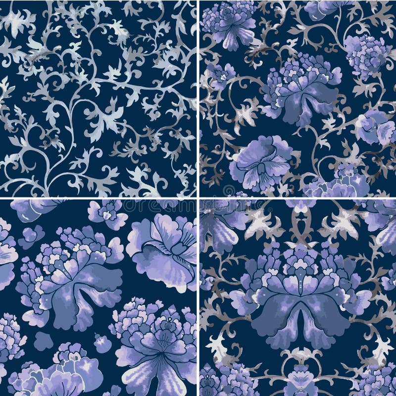 Seamless Chinese Pattern. Watercolor Style Wallpaper with Floral ...