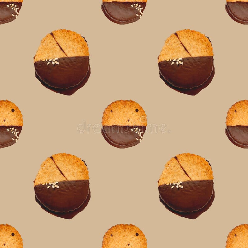 Seamless Chocolate Covered Biscuit Pattern Stock Illustration ...