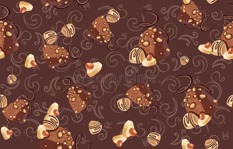Seamless Chocolate Pattern with Sweets, Pattern Vector Stock ...
