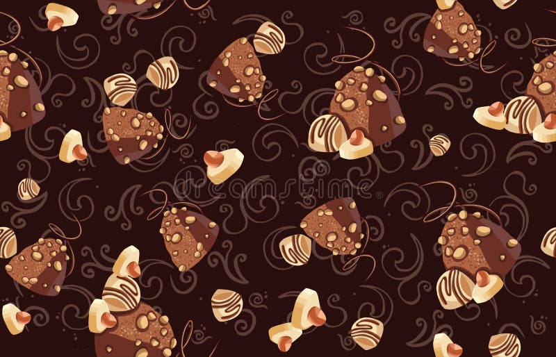 Seamless Chocolate Pattern with Sweets, Pattern Vector Stock ...