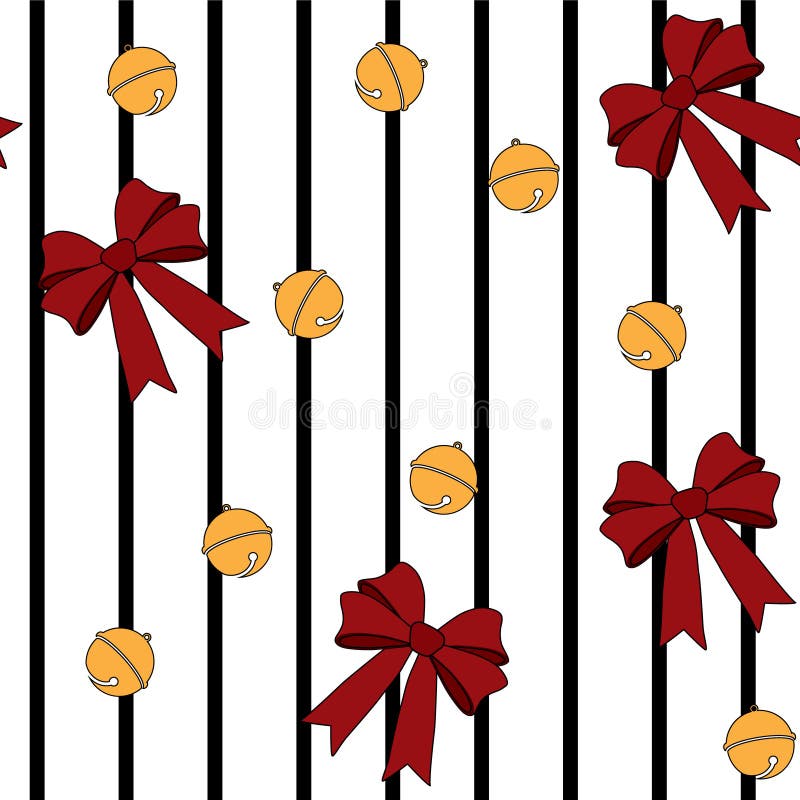 Seamless Christmas Bell and Ribbon Pattern Stock Vector - Illustration ...