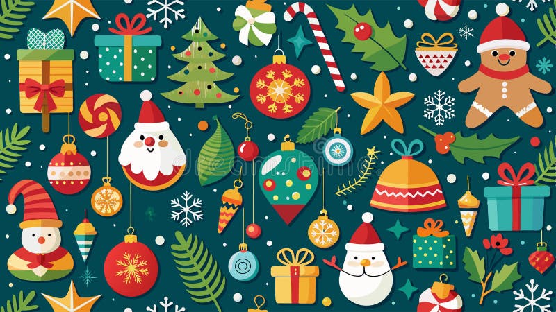 Seamless Christmas Elements Pattern Stock Vector - Illustration of ...