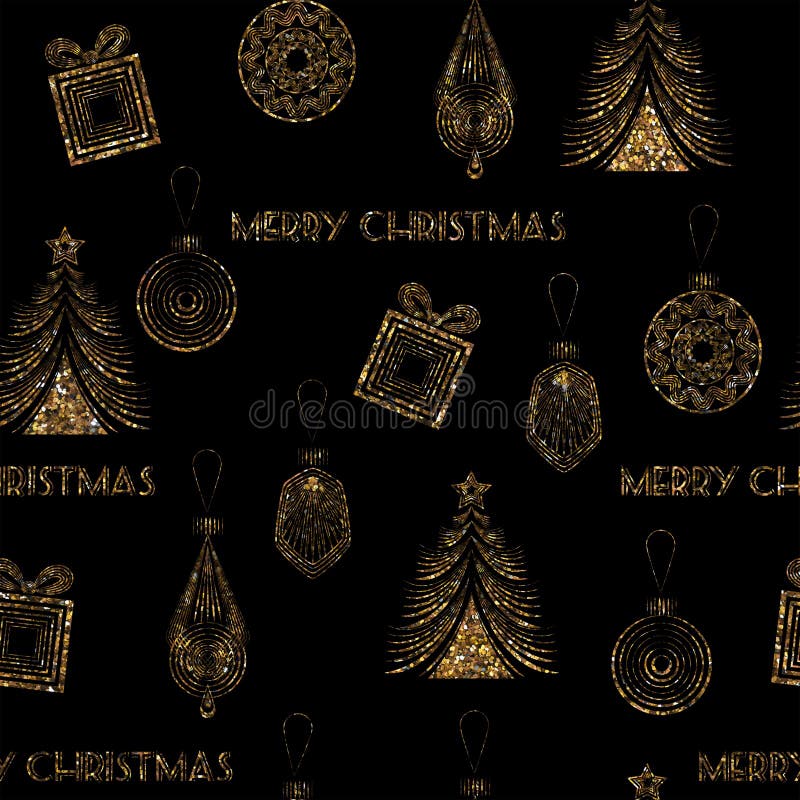 Gold Glitter Confetti Circles and Elements Seamless Pattern Stock ...