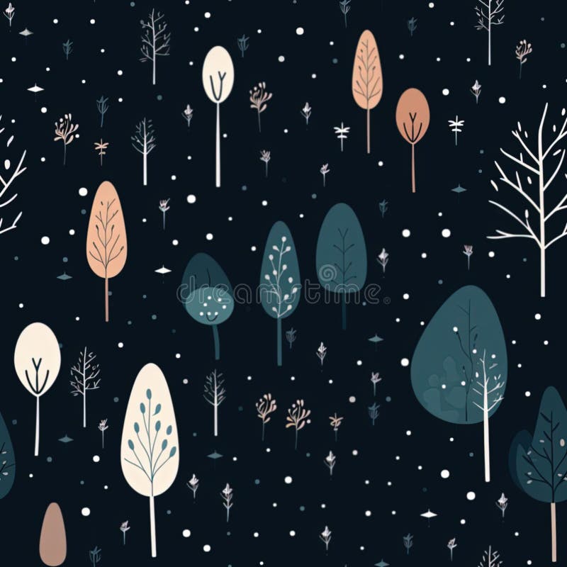 Seamless Christmas Night Forest Pattern Stock Illustration ...