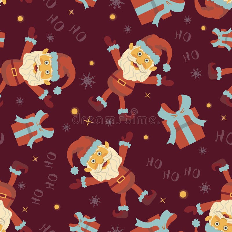 Seamless Christmas Pattern Happy Santa with Presents Stock Vector ...