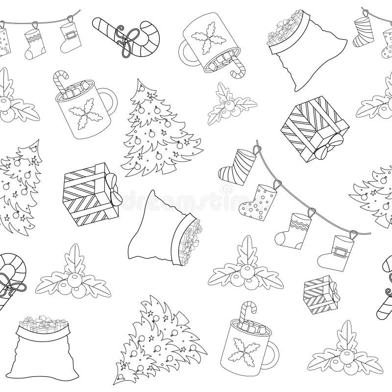 Seamless Christmas Pattern Outline. Vector Illustration Stock Vector ... Seamless Christmas Pattern Outline. Vector Illustration Stock Vector ...