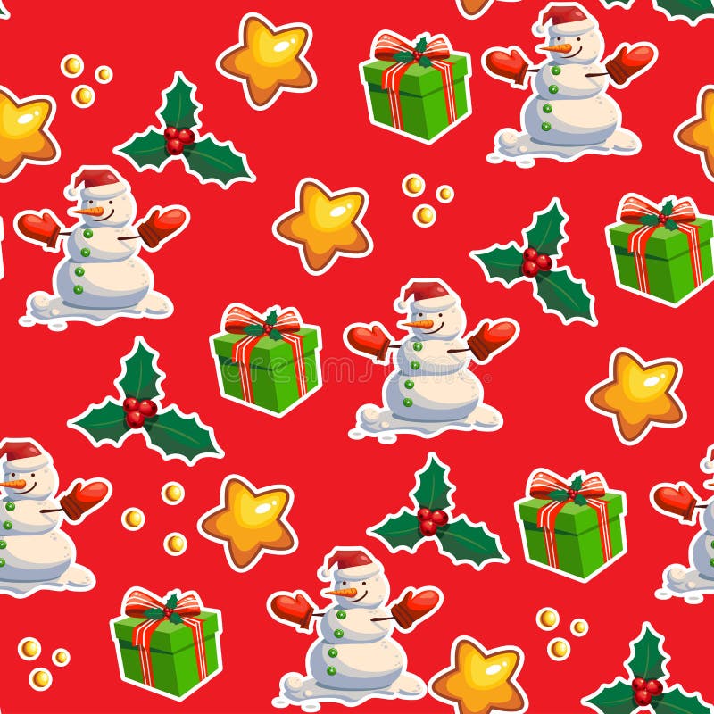 Seamless Christmas Pattern, Red Background, Christmas Attributes Stock ...