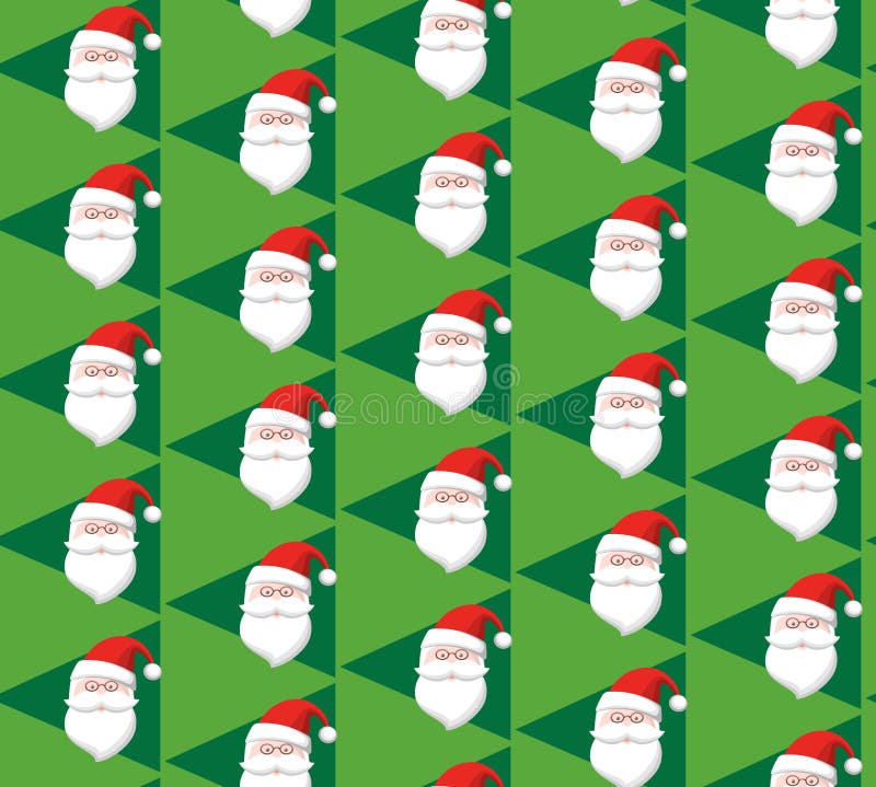 Seamless Christmas Pattern with Santa on Green Stock Vector ...