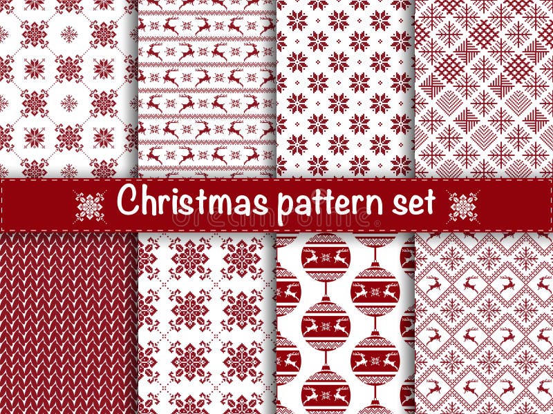 Seamless Christmas Patterns Stock Vector - Illustration of line ...