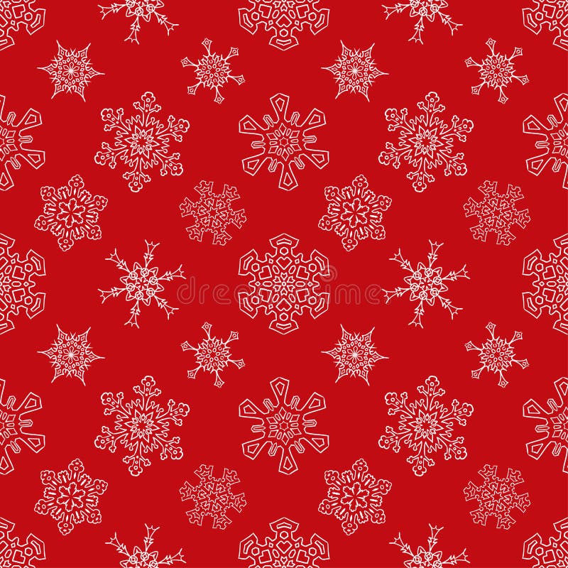 Seamless Christmas Red Pattern with Drawn Stock Vector - Illustration ...