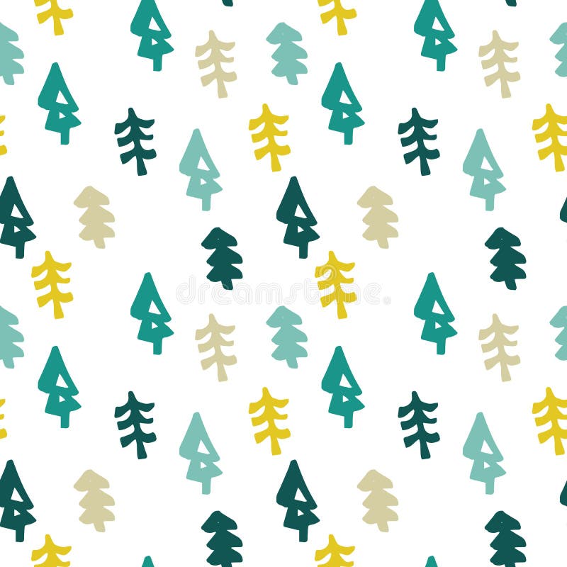 Seamless Christmas Tree Pattern in Flat Style Stock Vector ...