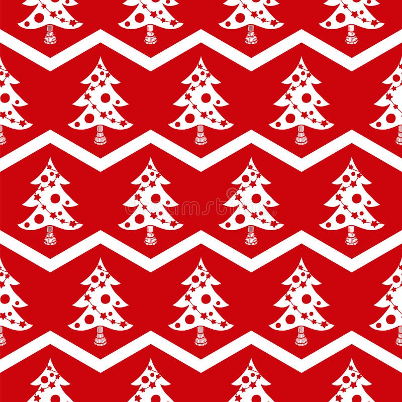 Seamless Christmas Tree Red Pattern Stock Vector - Illustration of ...
