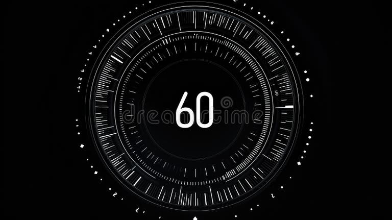 Seamless Circle Countdown Timer Animation from 60 To 0 Seconds on ...