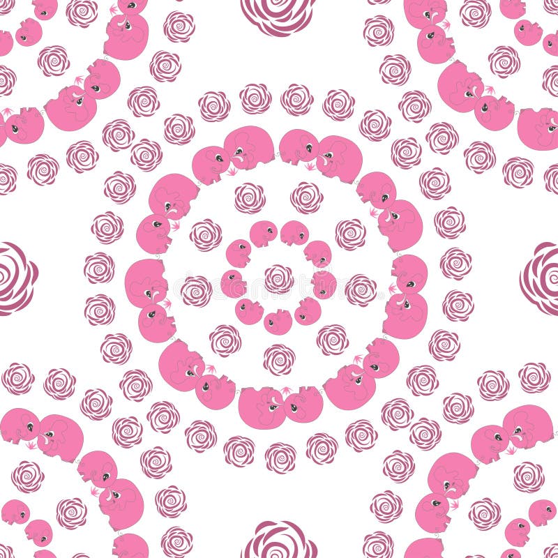 Seamless Circle Pattern with Pink Cartoon Elefants Stock Vector ...