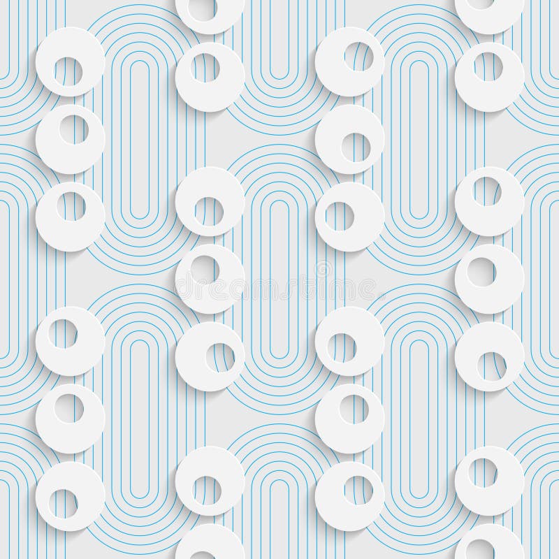 Seamless Circle Pattern. White and Blue Wrapping Background Stock ...