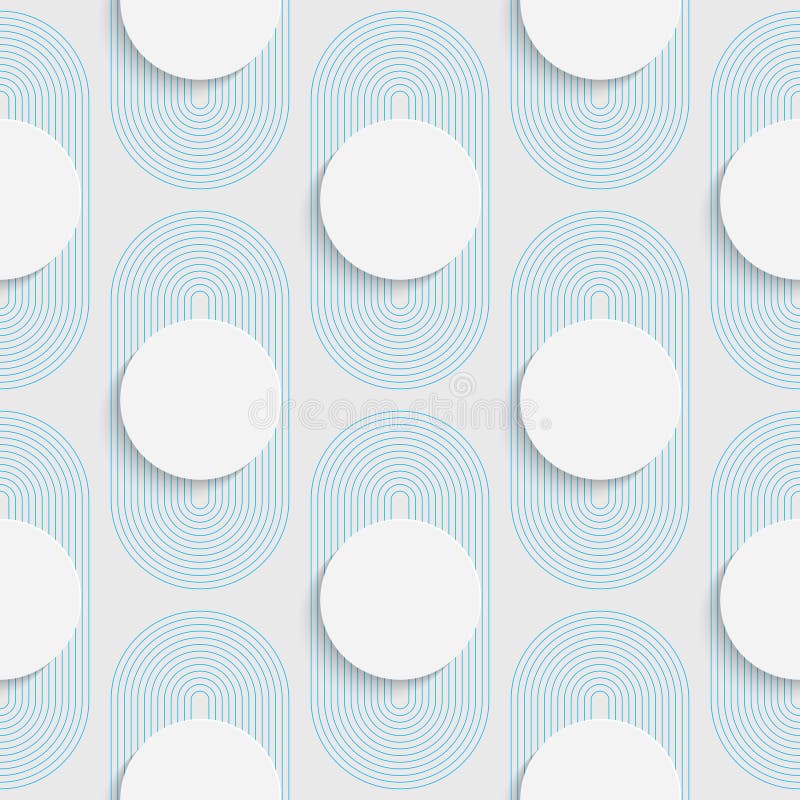 Seamless Circle Pattern. White and Blue Wrapping Background Stock ...