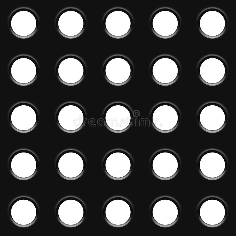 Seamless Circle Polka Dot Pattern. Black Metal Perforated Plate. Circle ...