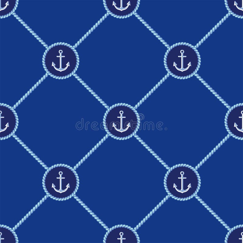Seamless Circle Rope Frame with Anchor Pattern and Two Tone Stripe ...